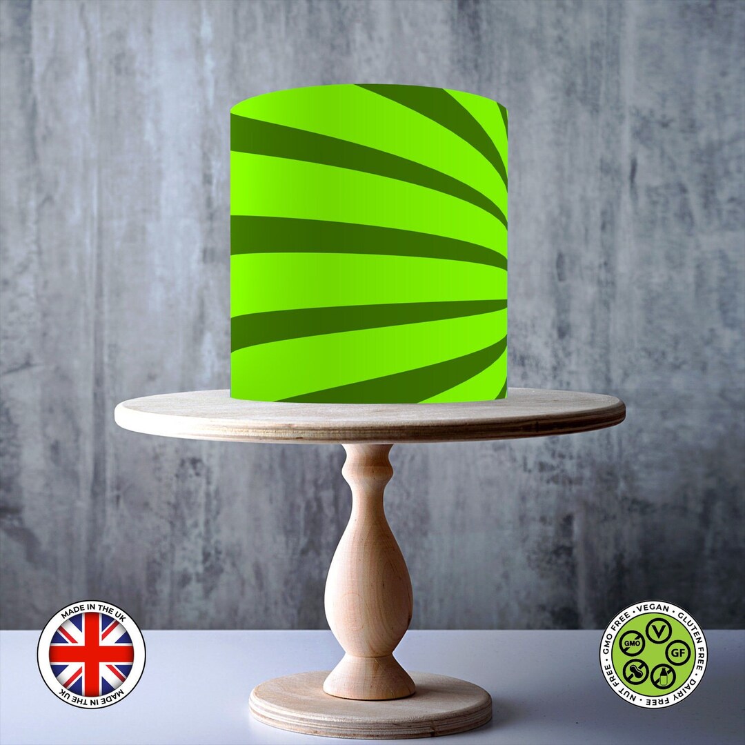 Superhero Green Comic Rays Pattern Wrap Around Edible Cake Topper ...