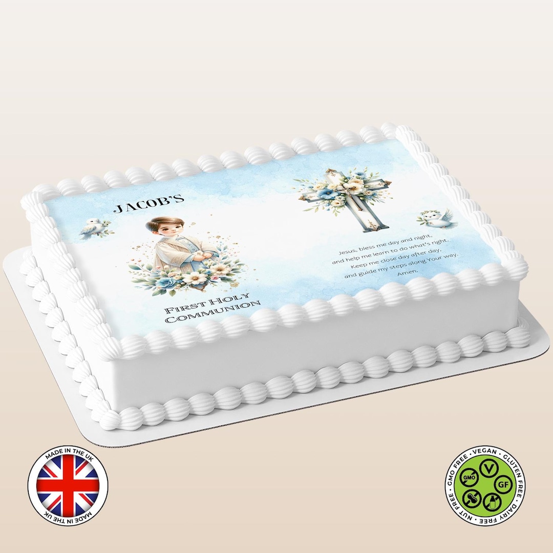 First Holy Communion Edible Cake Topper – Personalised Open Book ...