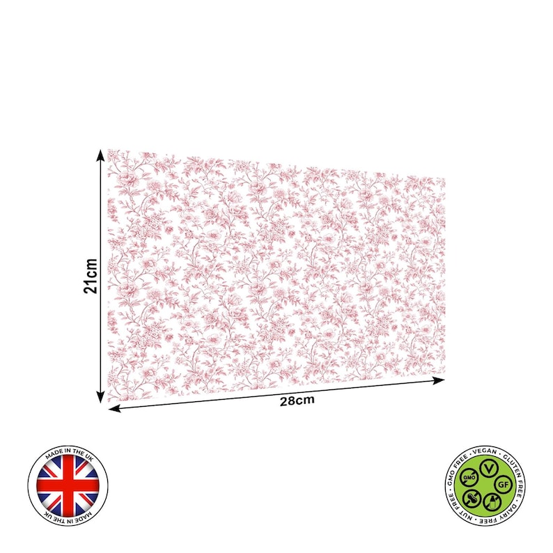 Pink Floral Toile De Jouy Edible Cake Topper – Seamless Botanical ...