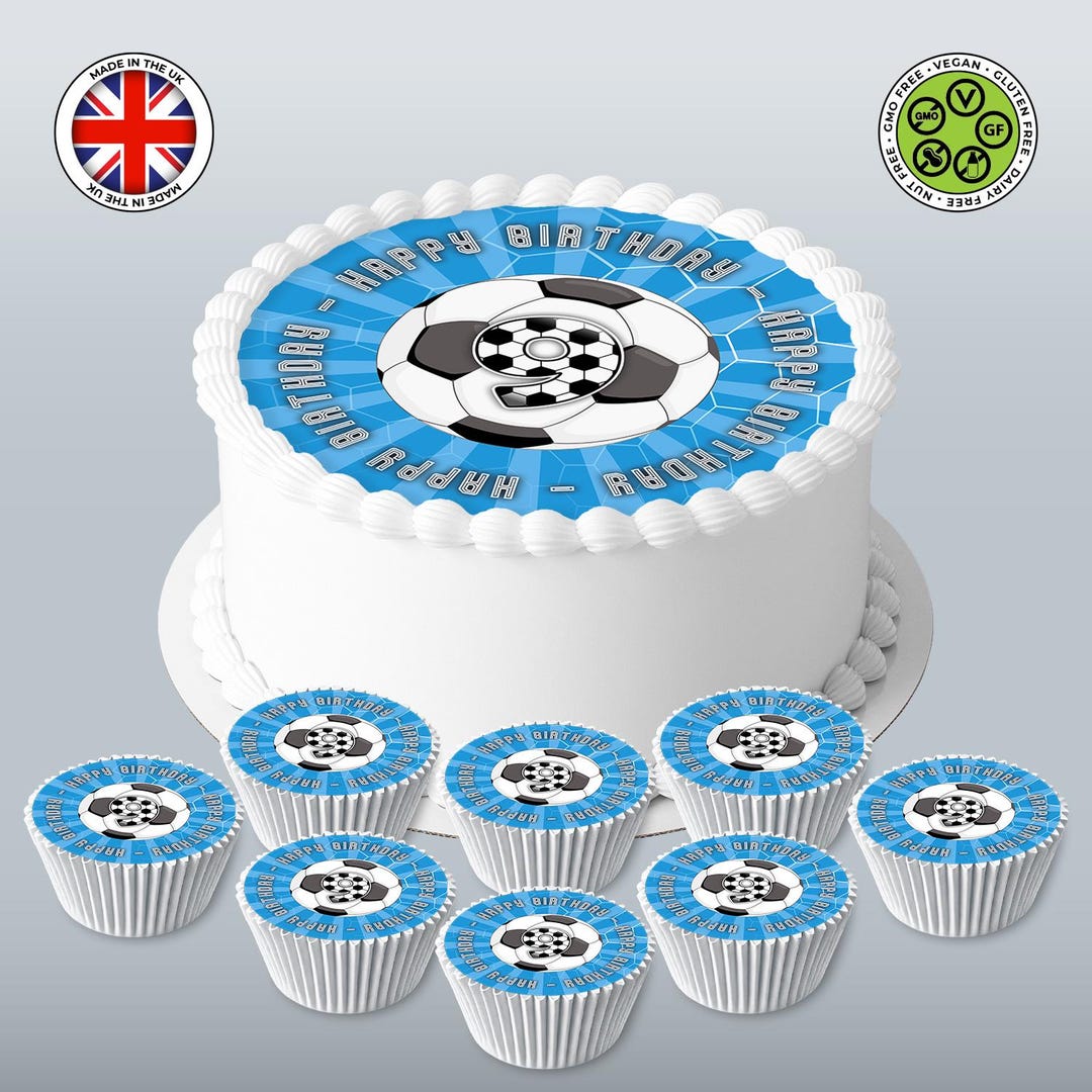 Football-themed Edible Cake Topper – Personalised Soccer Ball 7.5in ...