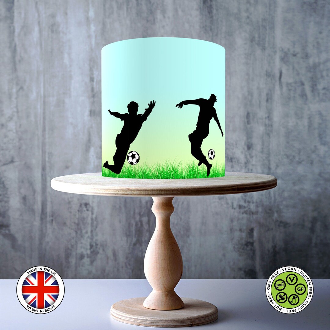 Football Player Silhouette Seamless Wrap Around Edible Cake Topper ...