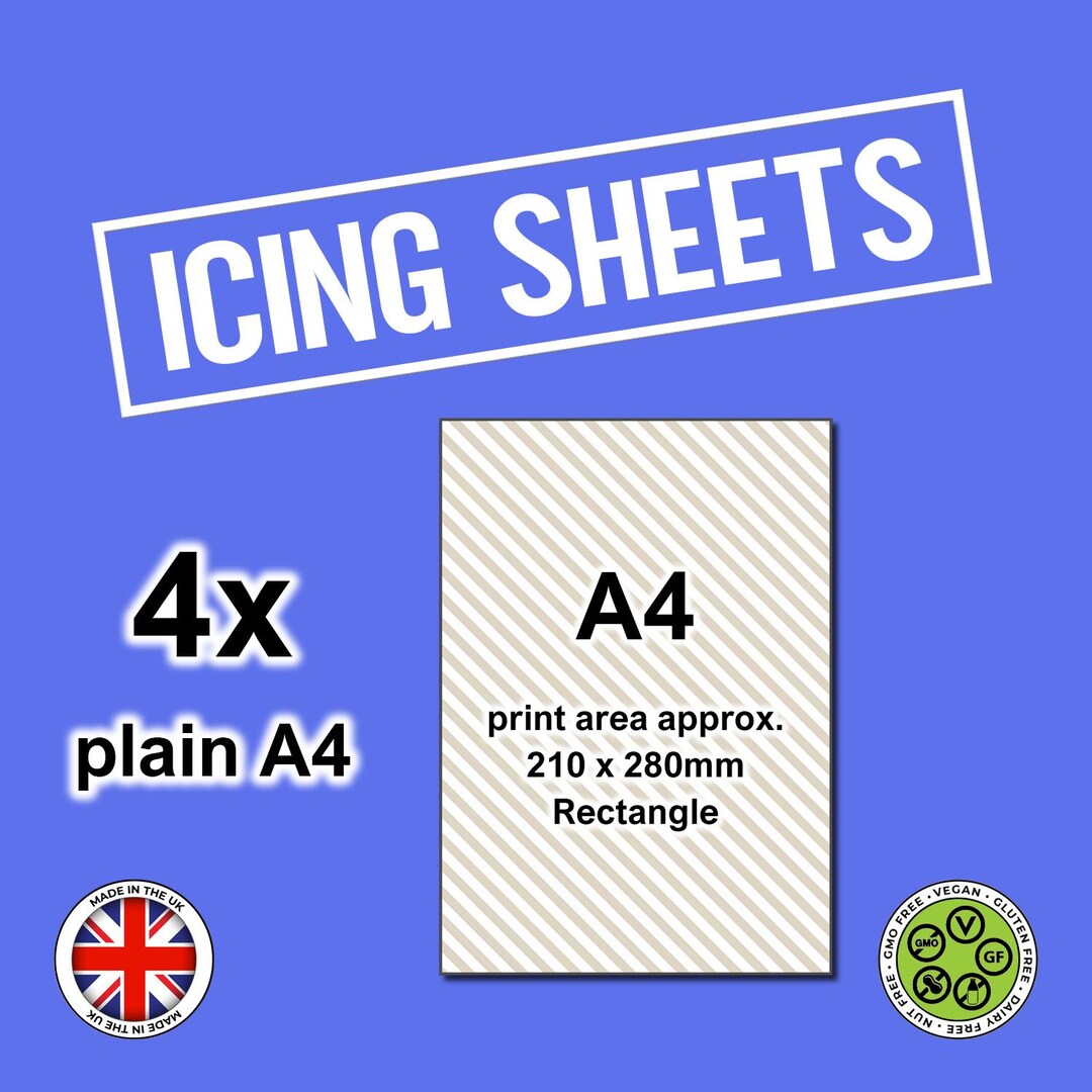 Plain Icing Sheets for Edible Printing – A4 Pack of 4 - Etsy