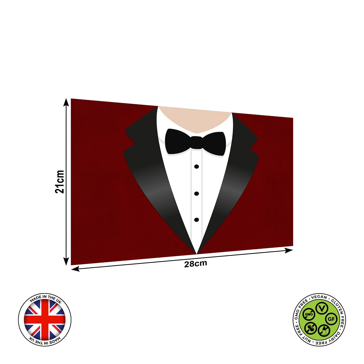 Burgundy Tuxedo Edible Cake Topper – Suit & Bow Tie Design Wrap - ICING ...