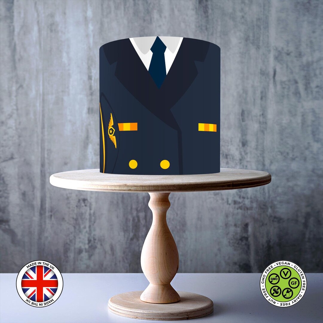 Pilot Uniform Edible Cake Topper – Dark Navy Shirt Tie Winged-badge ...