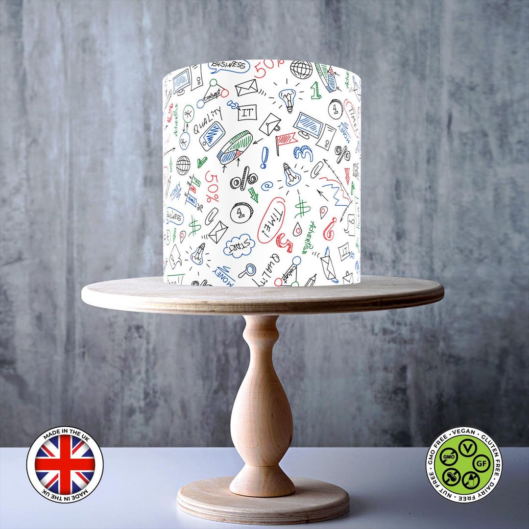 Business Doodles Edible Cake Topper – Seamless Office Finance Pattern ...