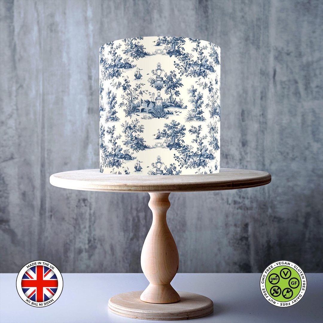 Blue Toile De Jouy Edible Cake Topper – Seamless French Countryside ...