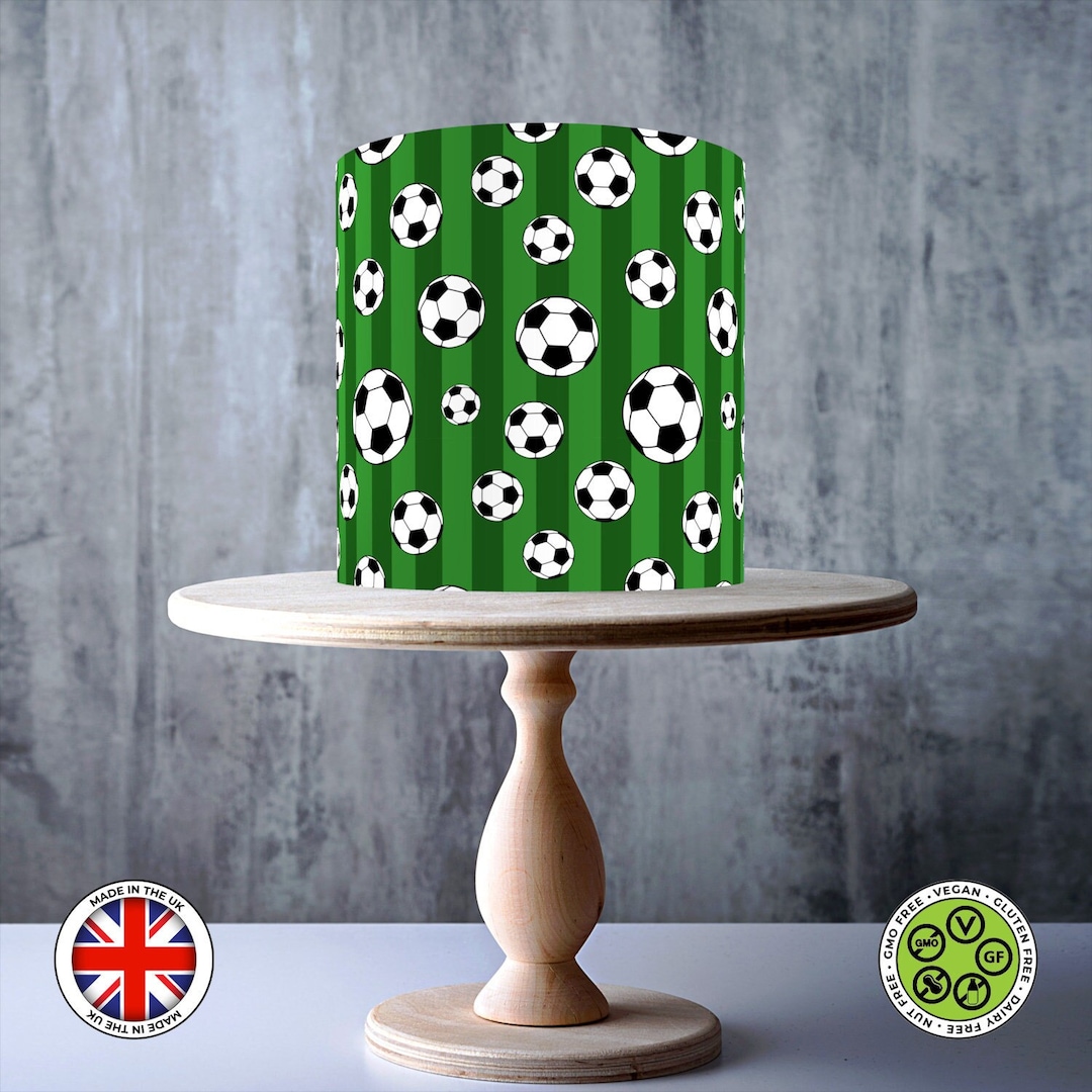 Footballs on a Field Edible Cake Topper – Seamless Green Football Pitch ...
