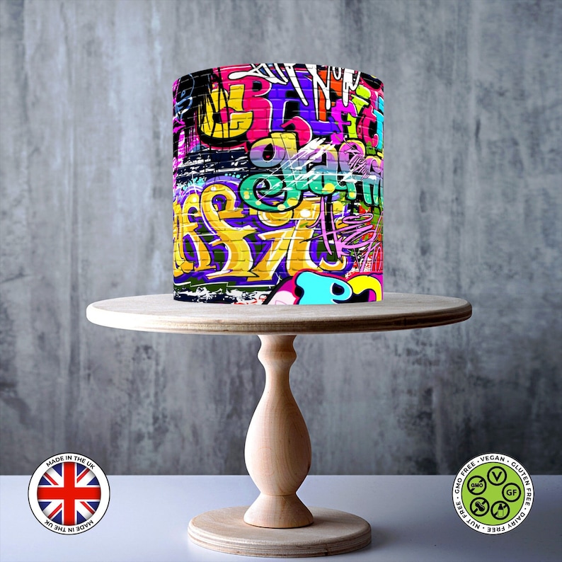 Graffiti Wall Art Wrap Around Edible Cake Topper ICING Sheet - Etsy