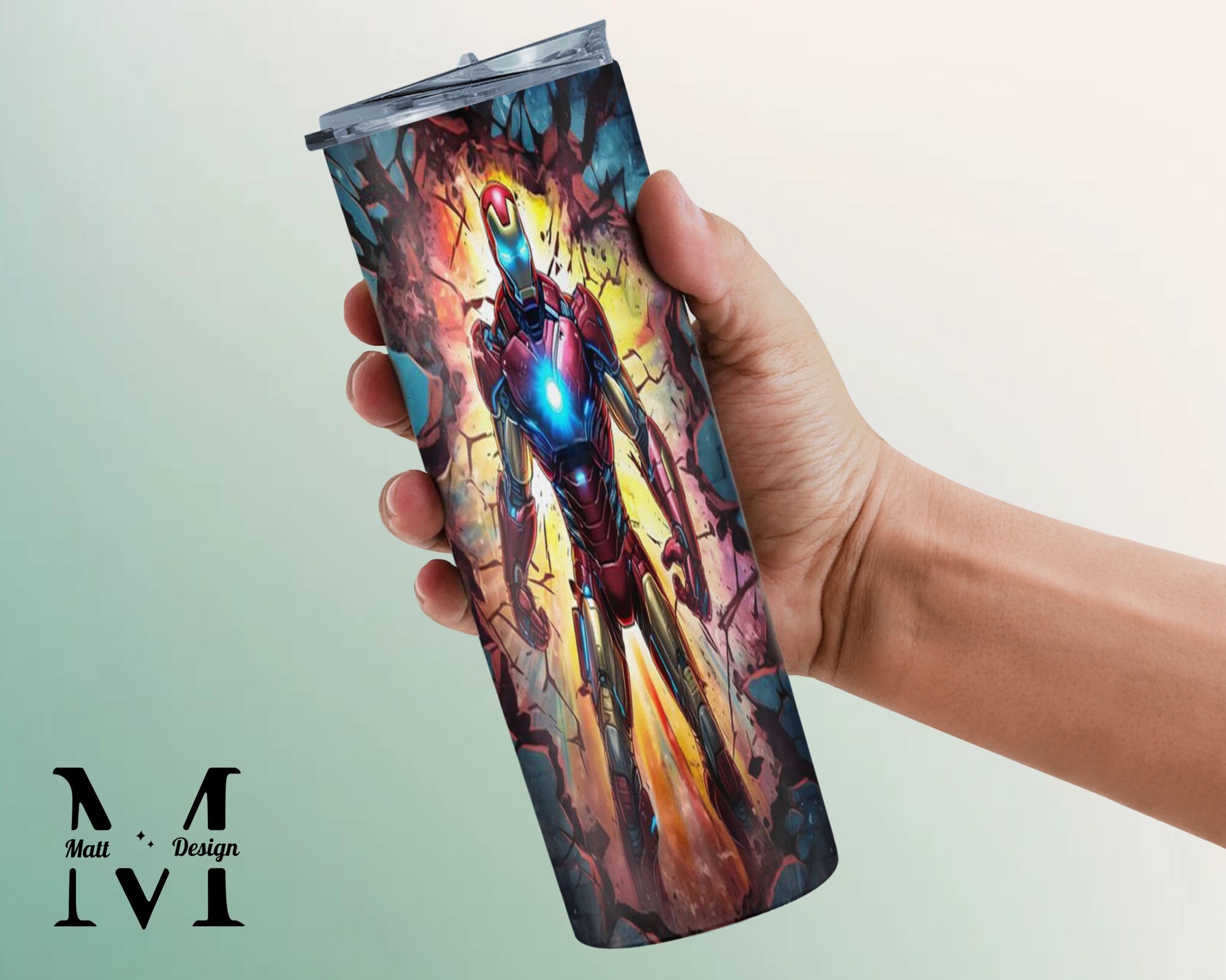 Iron Man Tumbler Wrap, Super Hero Sublimation Designs for Digital ...