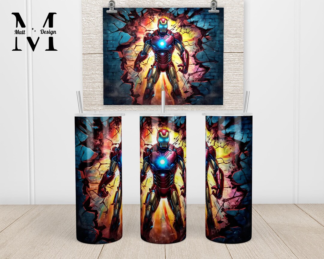 Iron Man Tumbler Wrap, Super Hero Sublimation Designs for Digital ...