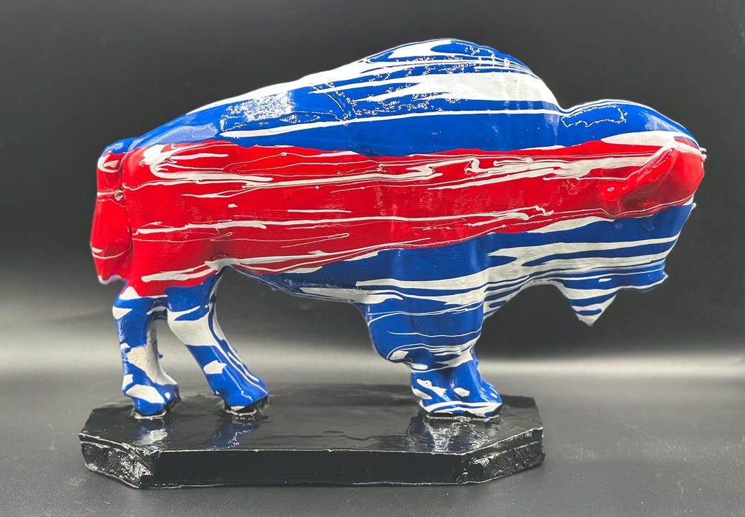 Drip Painted Football Buffalo With Stand! (large; 17 Inches X 10 Inches ...