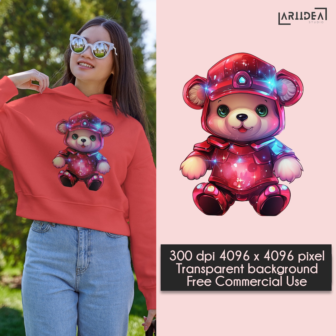 Cute Red Teddy Bear Clip Art in PNG Format for Commercial Use Instant ...