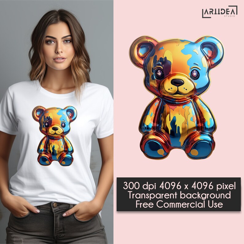 3D Gold Teddy Bear Clip Art in PNG Format, Perfect for Commercial Use ...