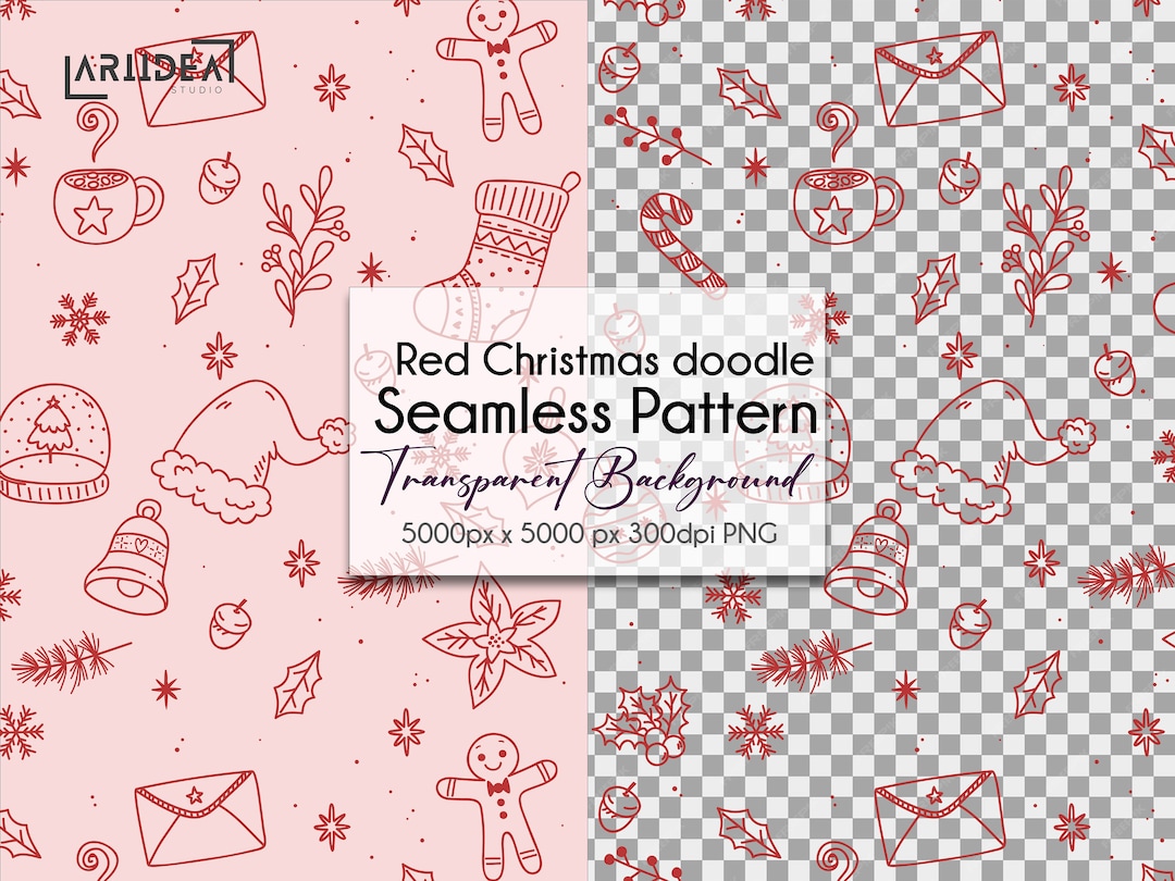 Cute Red Line Christmas Doodle Seamless Pattern INSTANT - Etsy Australia