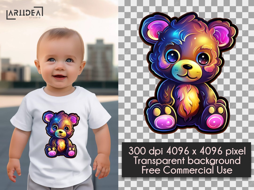 Cute Colorful Teddy Bear Clip Art in PNG Format for Commercial Use ...