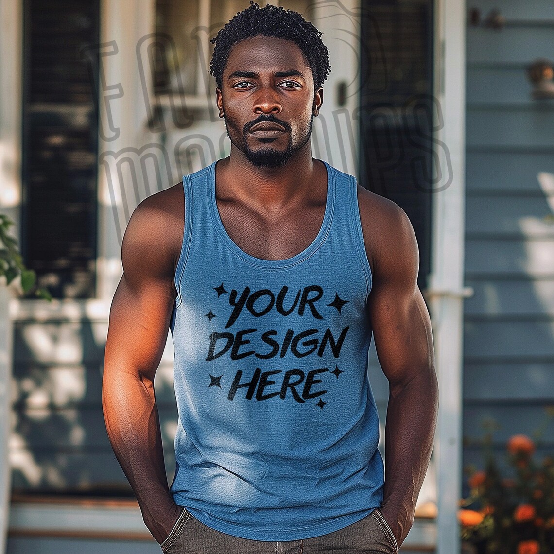 Light Blue Tank Top Mockup - Trained Man Mockups - Blue Tank Top Mock ...