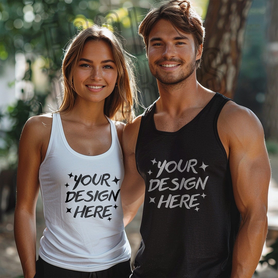 Bella Canvas 3480 Mockup: Couple Tank Top Mock up (PNG Digital Download ...