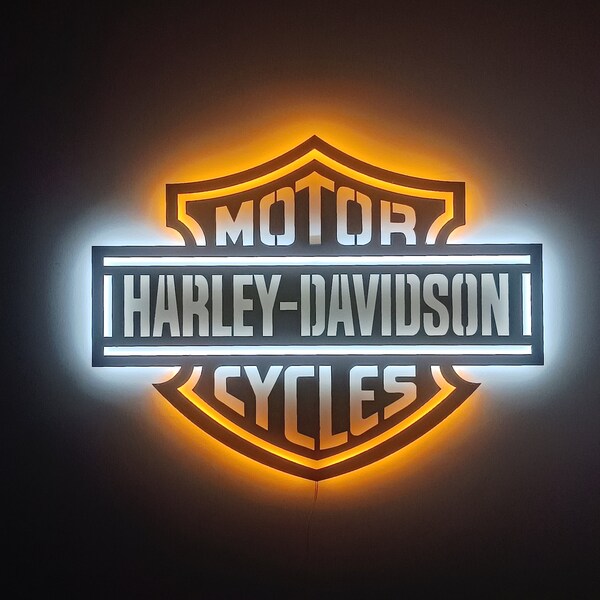 Metal Lighted Harley Davidson Sign - Etsy