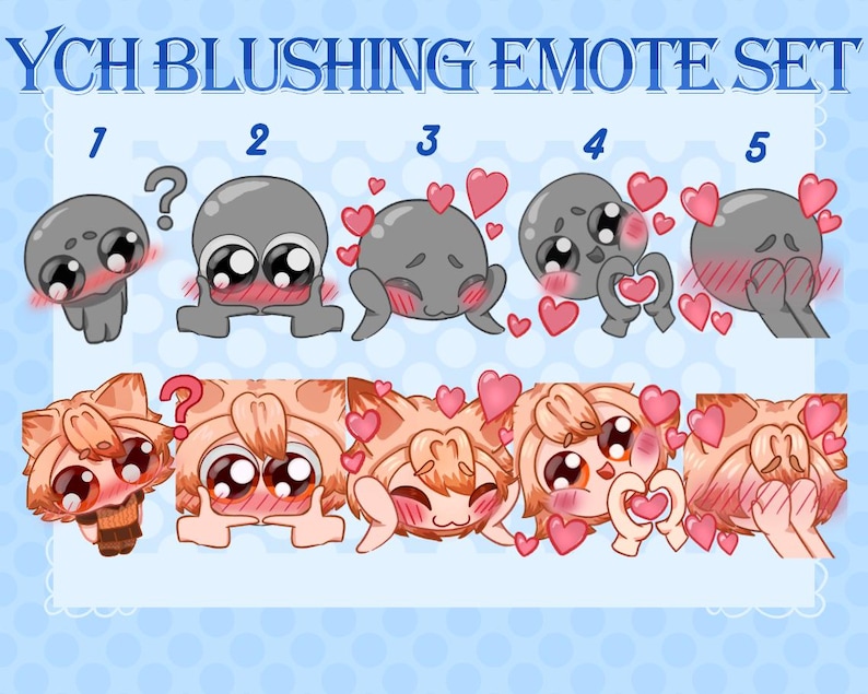 YCH Blushing Emote Set | Commission Custom Twitch, Discord, Youtube ...
