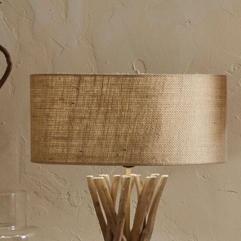 Rustic Driftwood and Hessian Table Lamp Natural Coastal Wooden Lamp ...