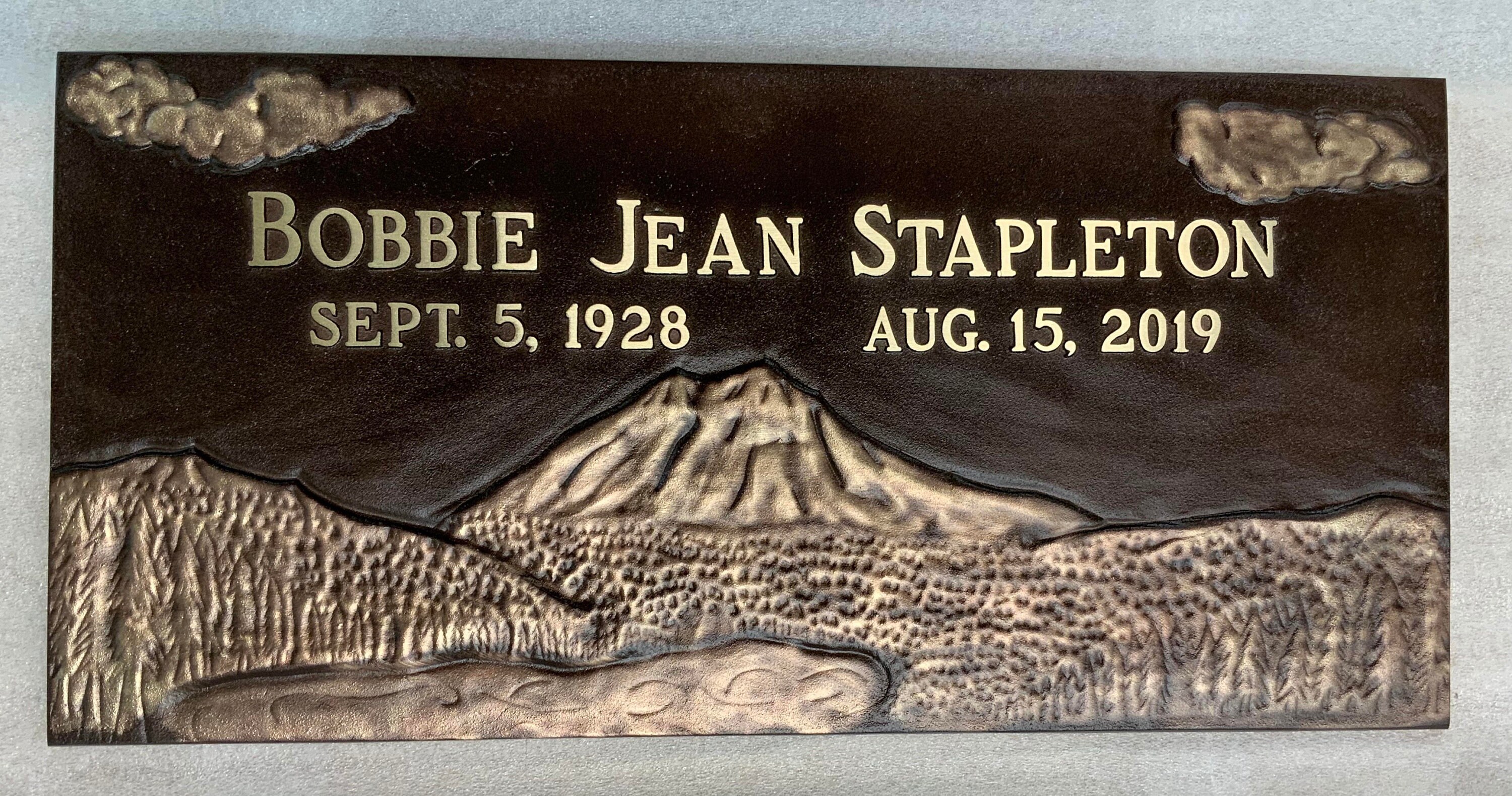 12"x24" Mountain, Lake & Clouds Bronze Grave Marker - Etsy