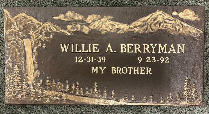 12"x24" Waterfall, Mountain & Trees Grave Marker - Etsy