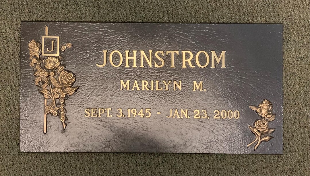 12"x24" Floral With Raised Initial Grave Marker - Etsy