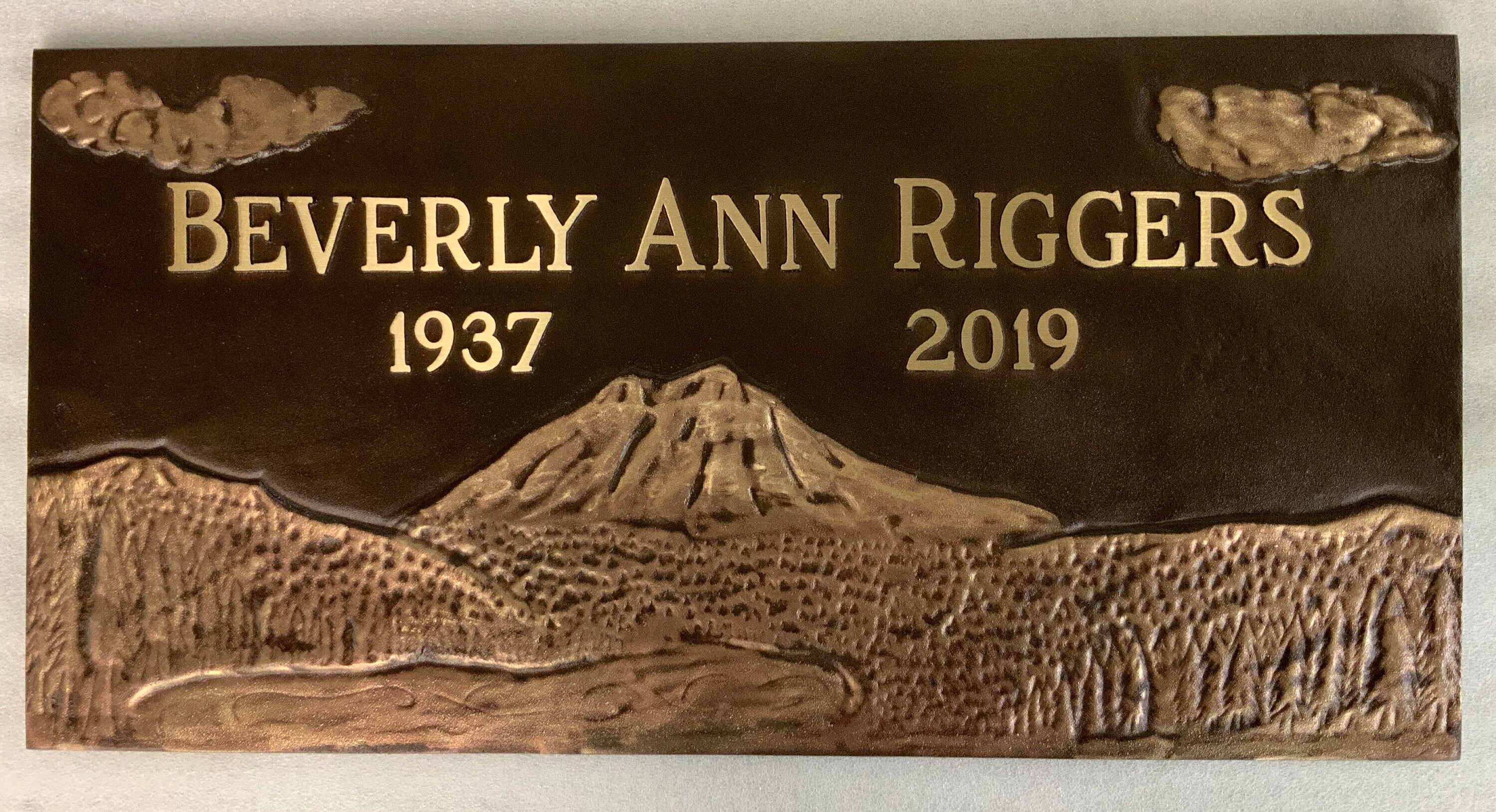 12"x24" Mountain, Lake & Clouds Bronze Grave Marker - Etsy