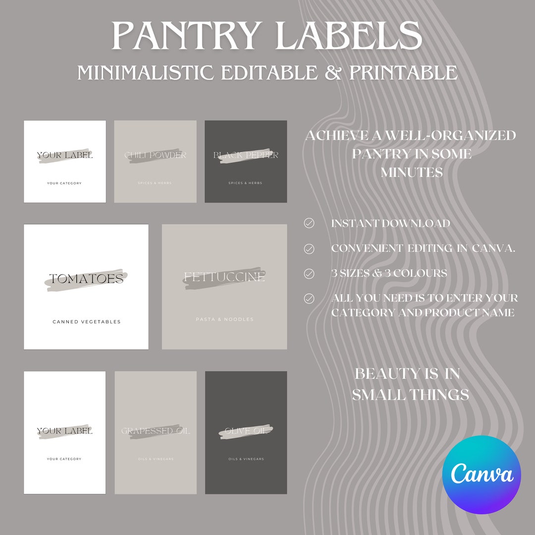 Canva Editable Pantry Labels Digital Template Customizable Spices and ...