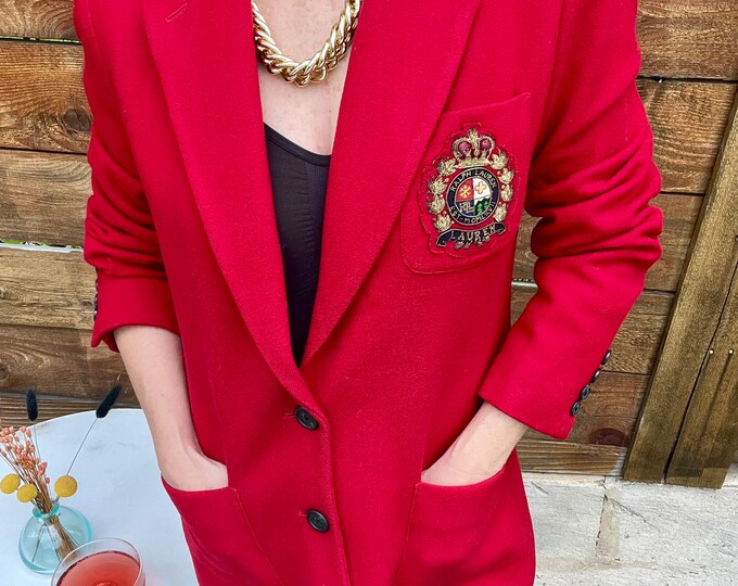 Vtg Ralph Lauren Women’s Crest Blazer Red - Etsy