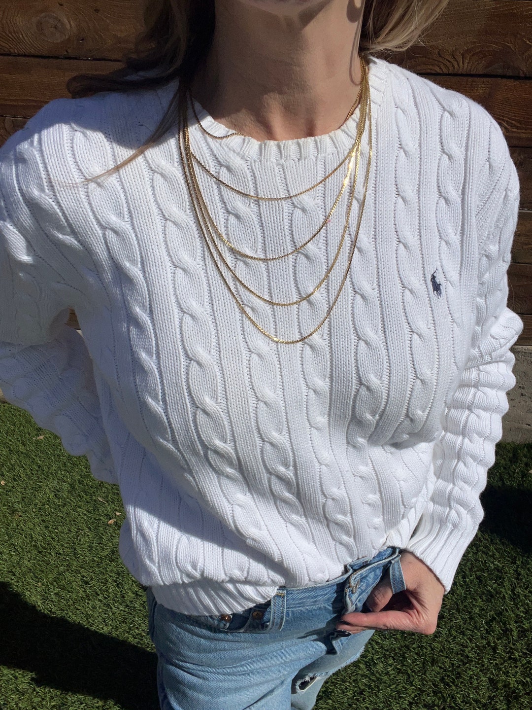 Vintage Ralph Lauren Blue Label White Sweater - Etsy