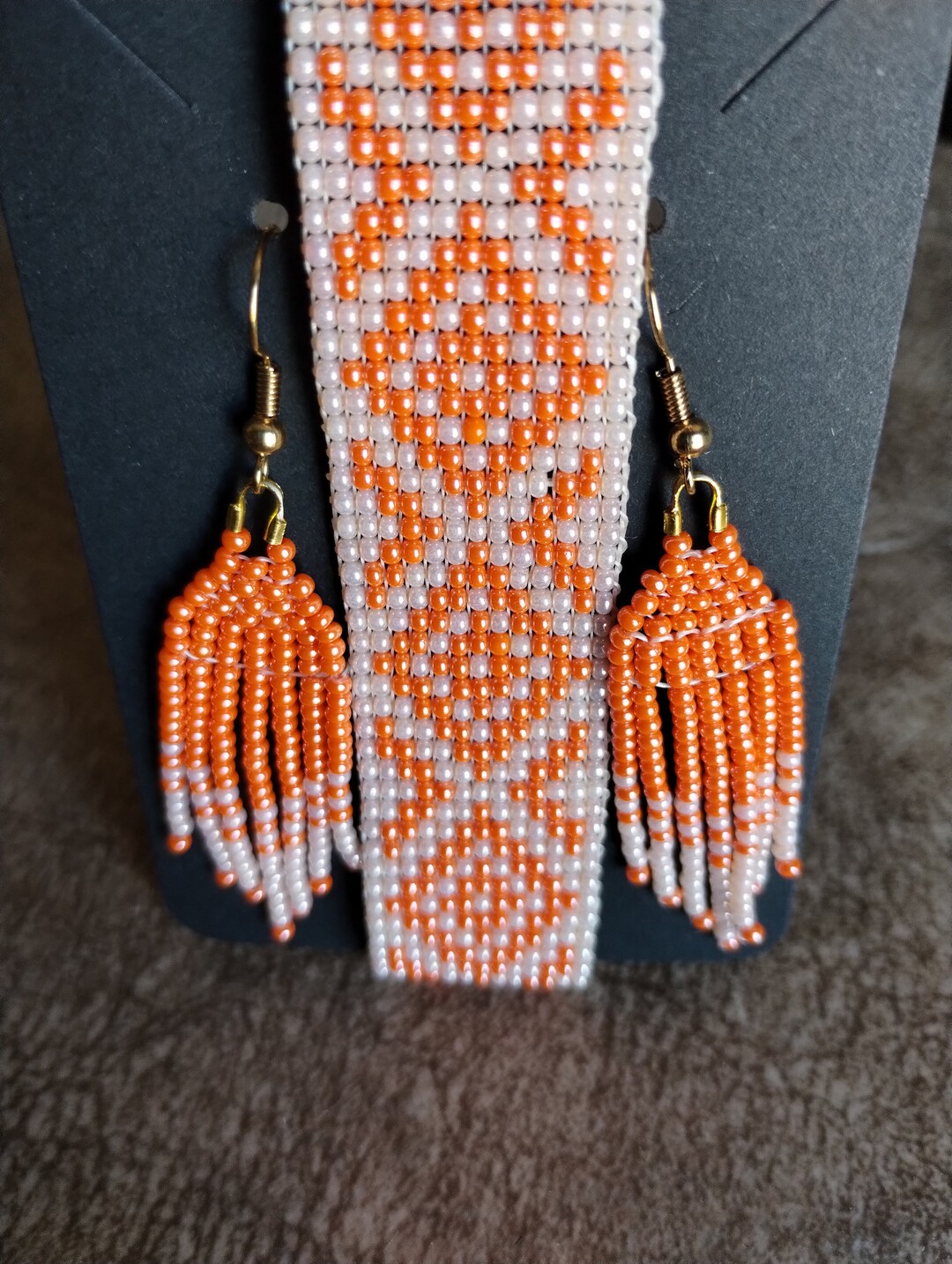 Western Inspired Boho Seed Bead Bracelet & Earring Set Orange - Etsy