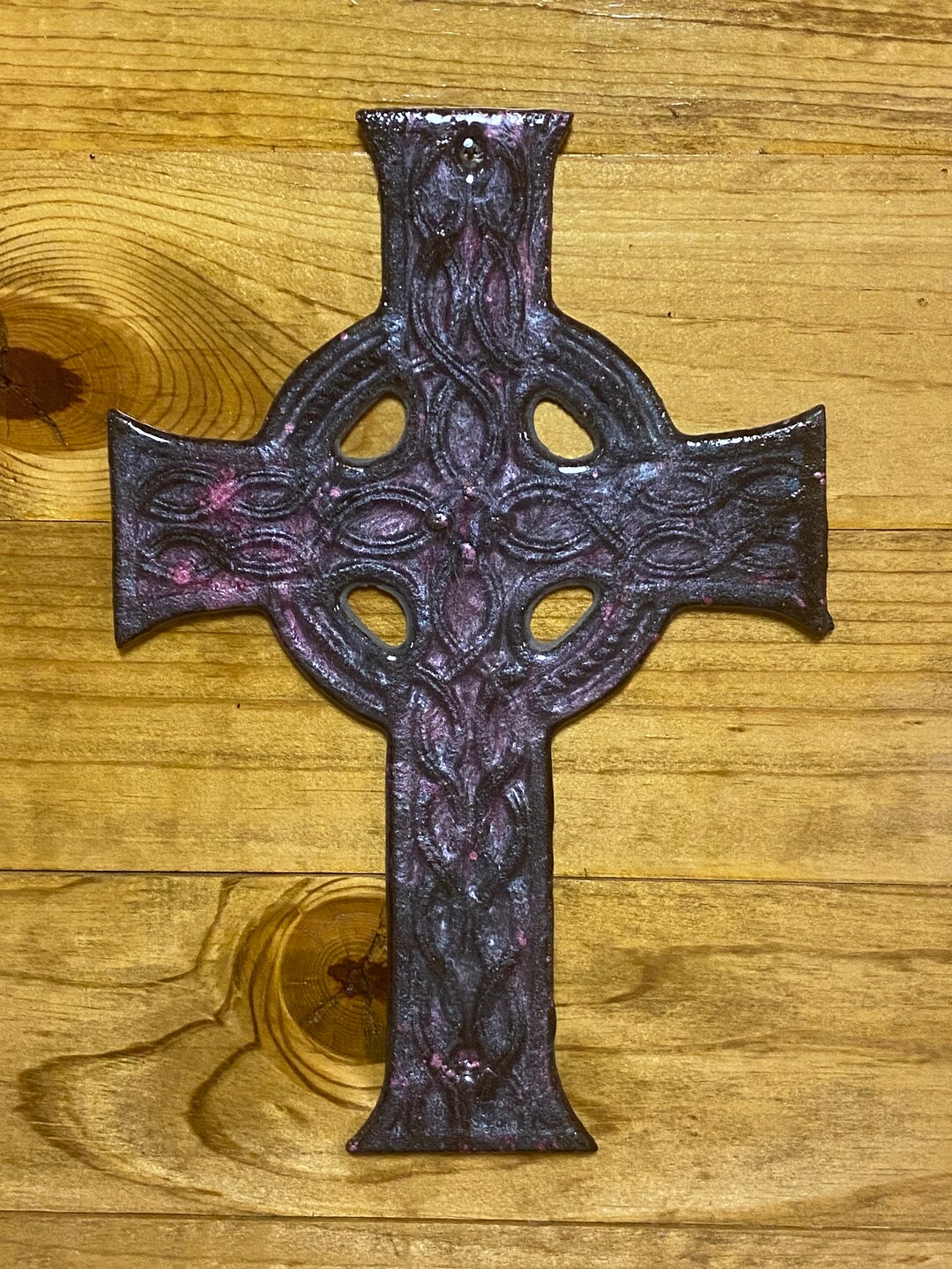 Custom Pink/black/silver Cast Iron Cross - Etsy