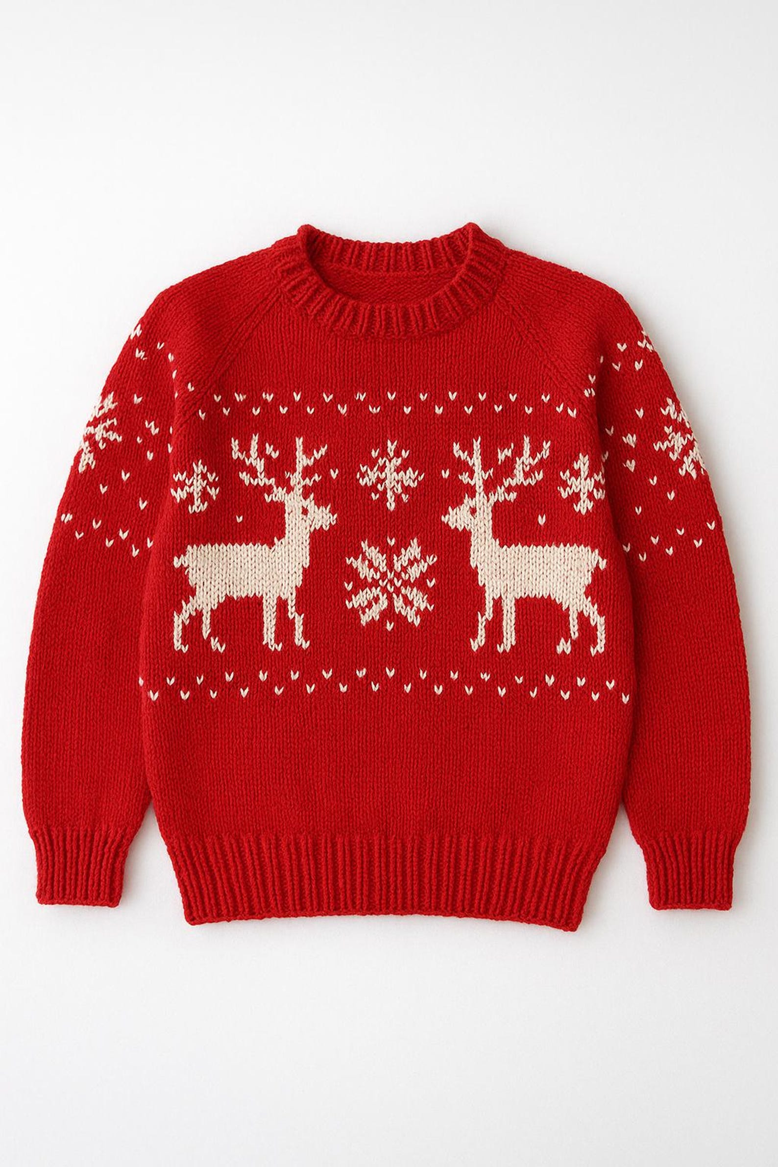 Handmade Knitted Christmas Sweater Beginners Pattern Tutorial Reindeer ...