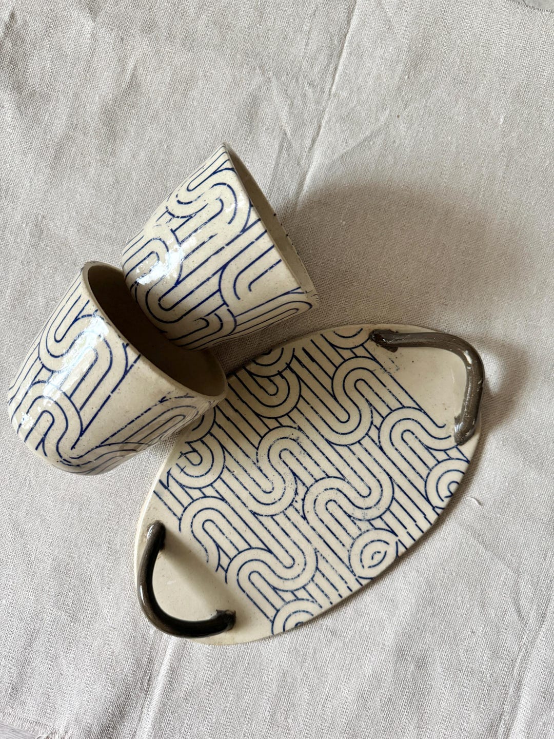 A Set of Tray With Cups - Etsy