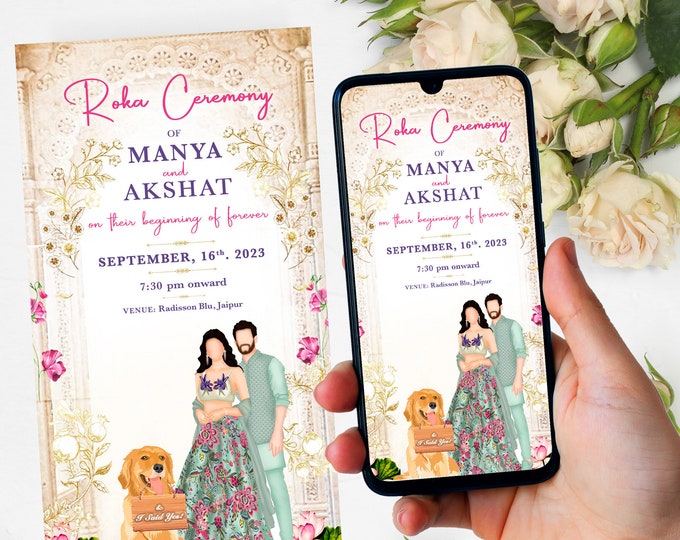 Dog Themed Roka Ceremony Invite Personalised Roka Ceremony Invite Roka ...