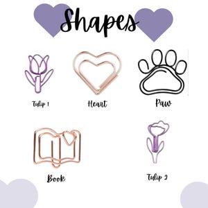 Cute Shaped Paper Clips – Book, Heart, Paw, Tulip Paper Clips – Metal ...