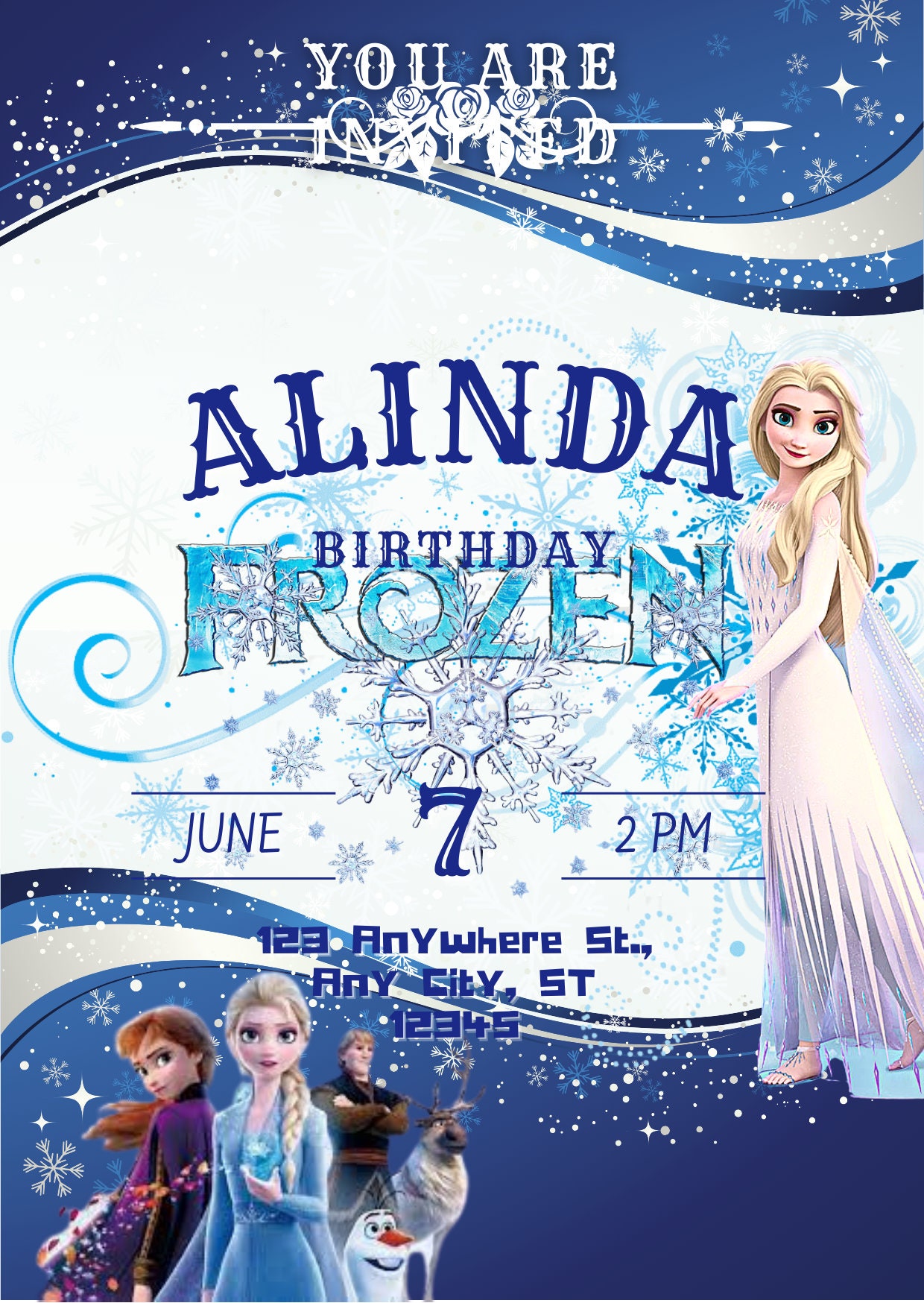 Elsa Birthday Invitation Digital Instant Download | Frozen Invitation ...