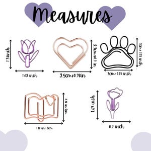 Cute Shaped Paper Clips – Book, Heart, Paw, Tulip Paper Clips – Metal ...