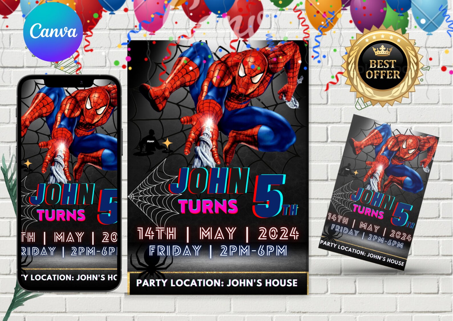 Editable Spiderman Birthday Invitation Template (digital) - Etsy