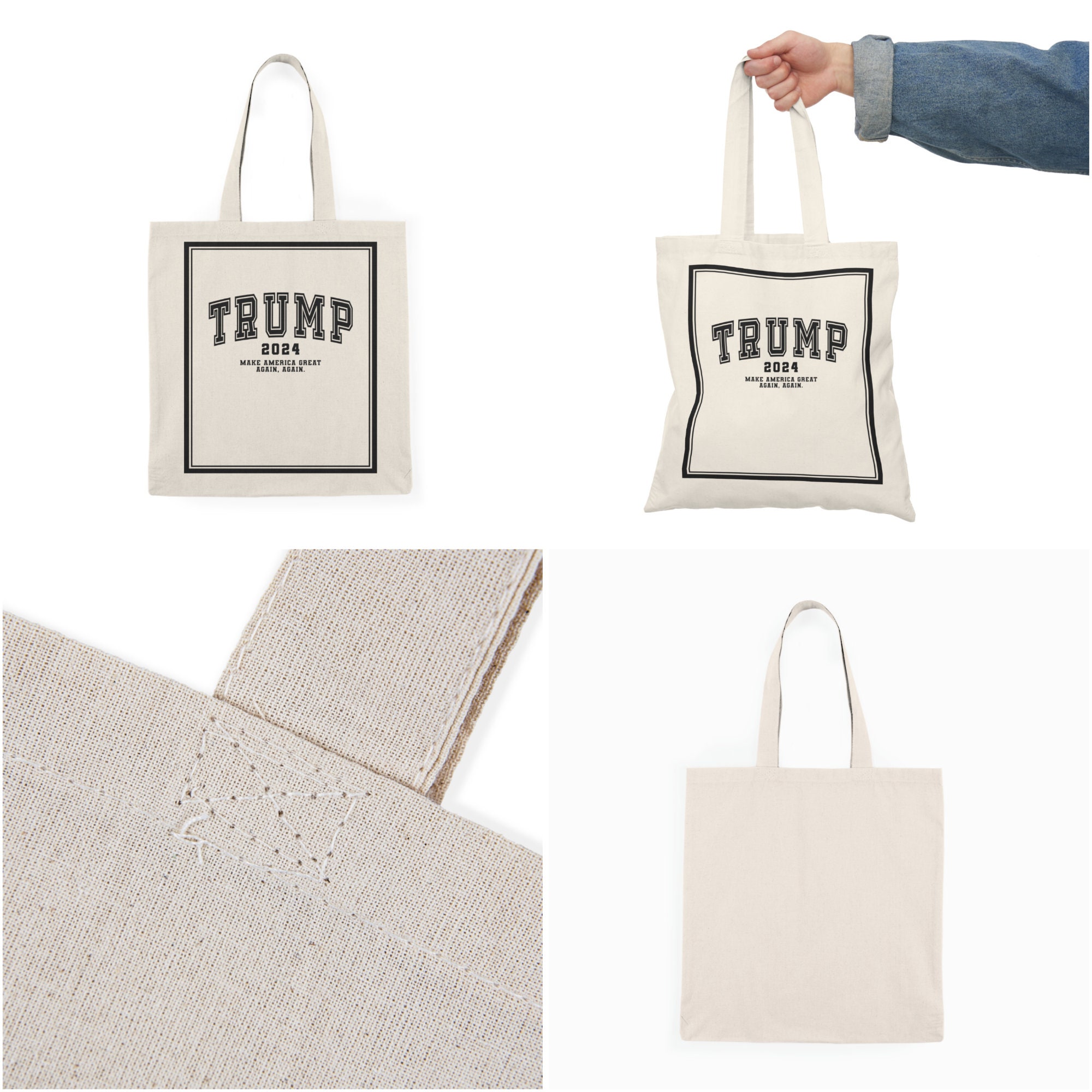 Trump 2024 Election MAGA Black Design Tote Bag, Make America Great ...