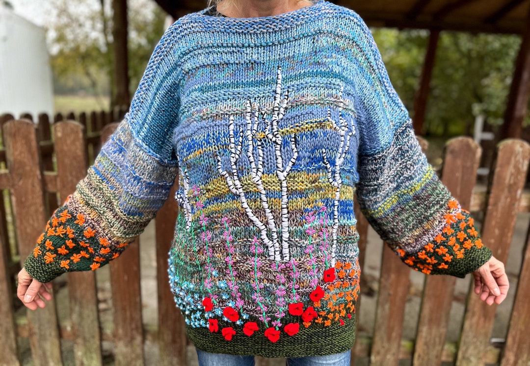Artistic Sweater Landscape Painted With Wool - Etsy
