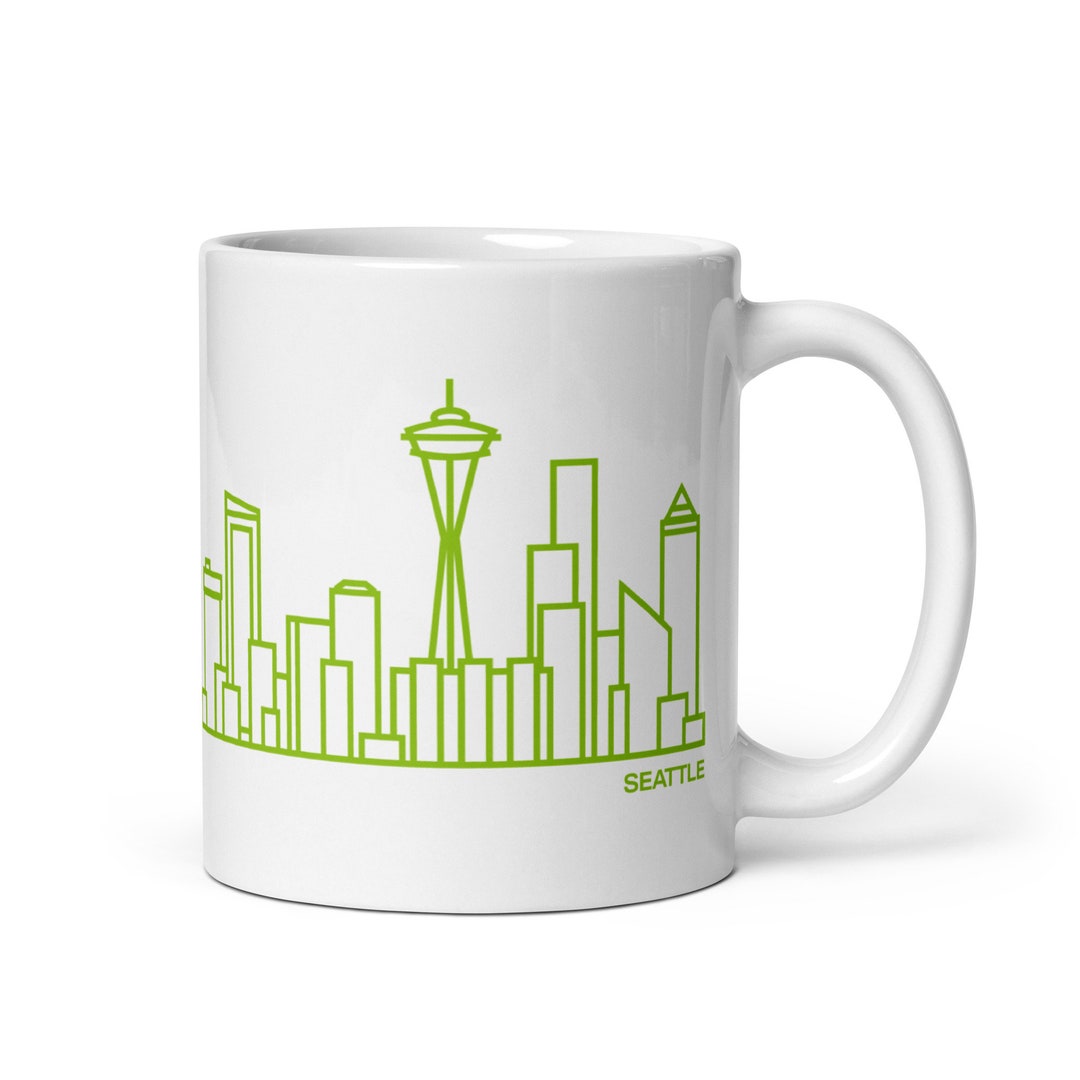 Seattle Skyline Graphic, Ceramic White Glossy Mug - Etsy