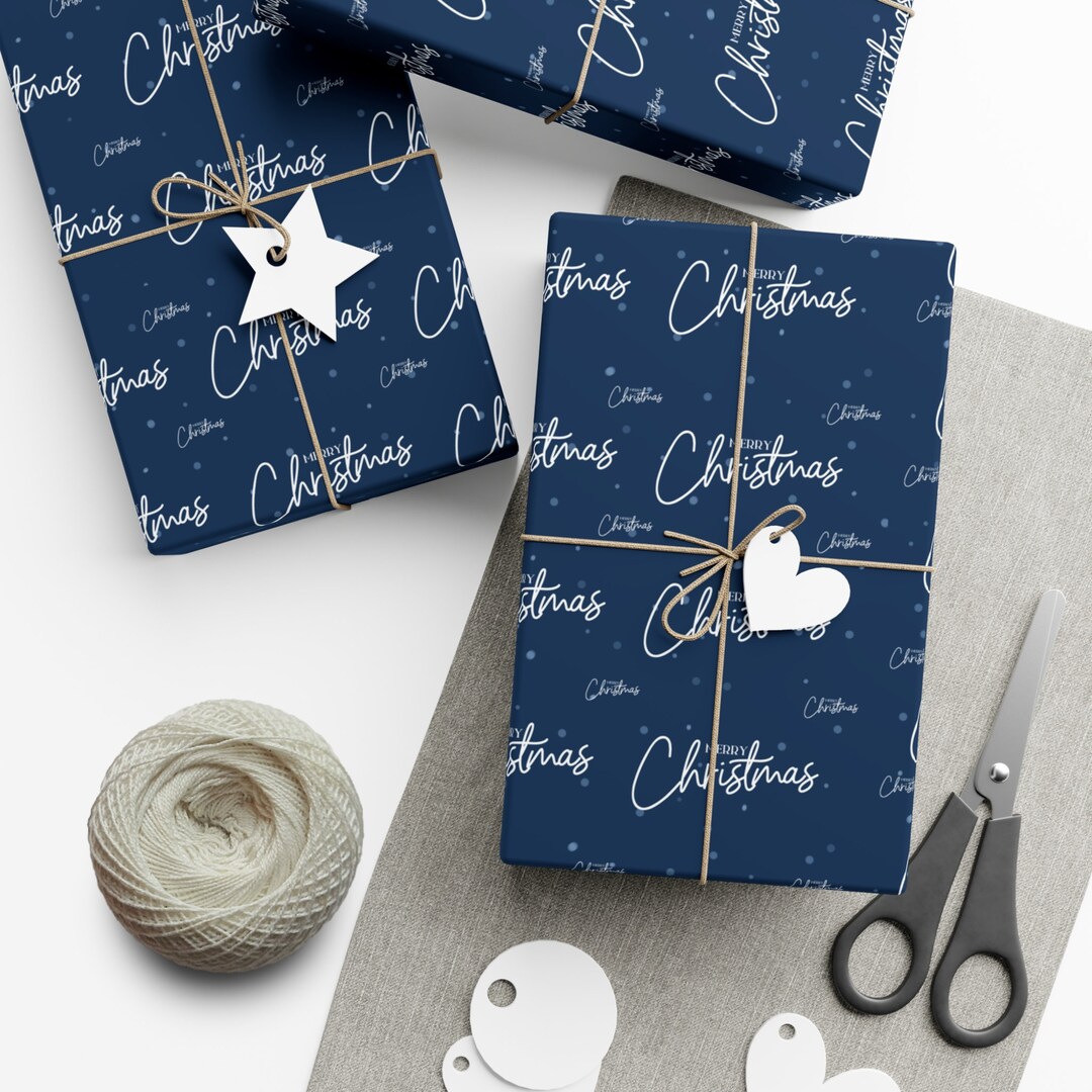 Merry Christmas Gift Wrap Papers Wrapping Paper Christmas Darkblue ...