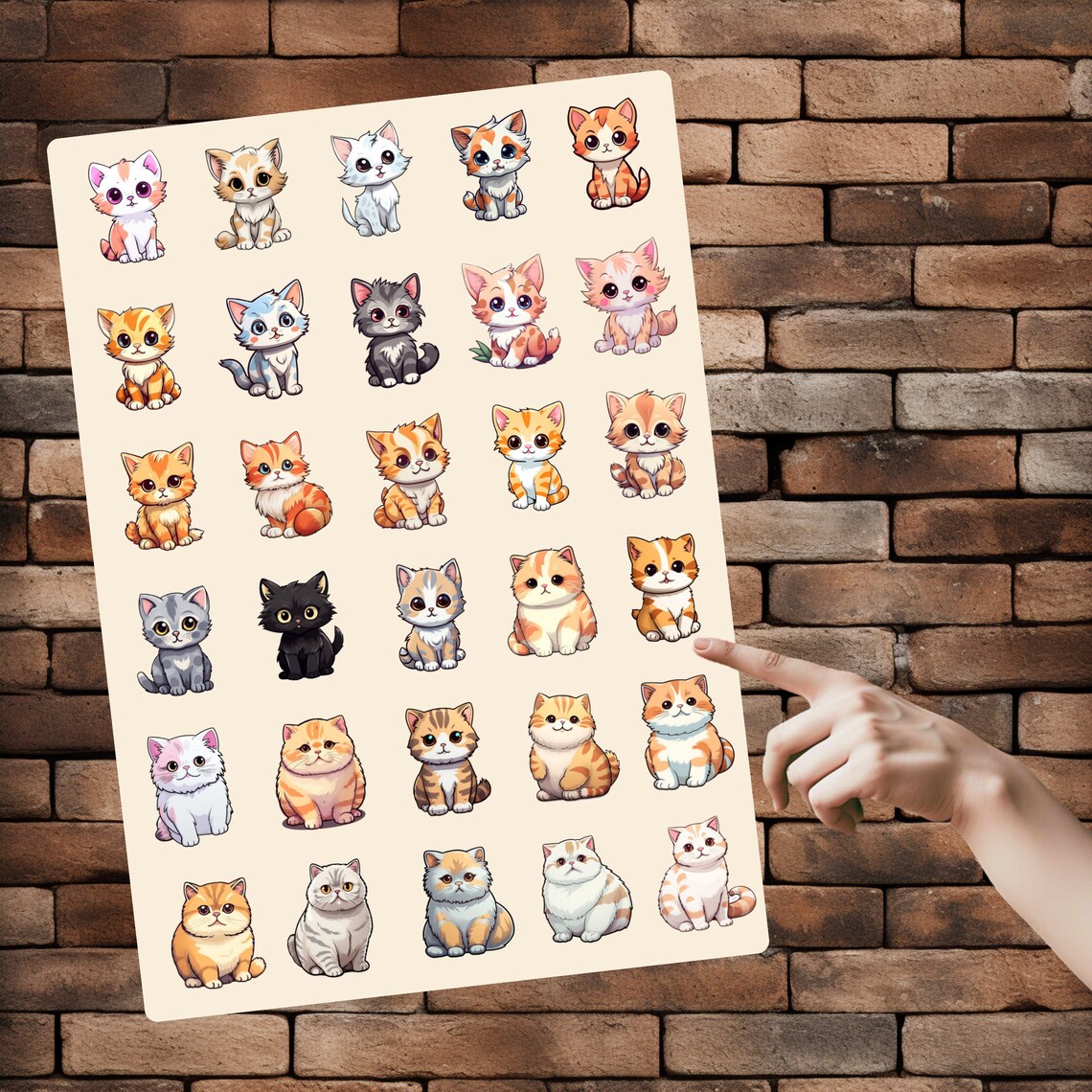 30 Super Cute Kitten Stickers, Print and Cut Kitten Stickers, Cute ...