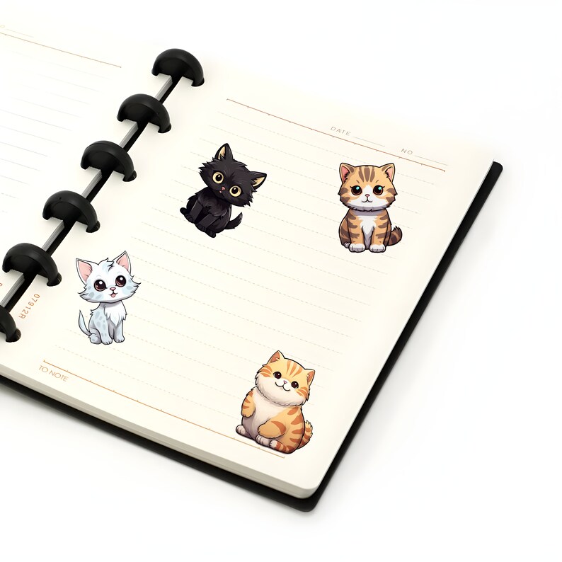 30 Super Cute Kitten Stickers, Print and Cut Kitten Stickers, Cute ...