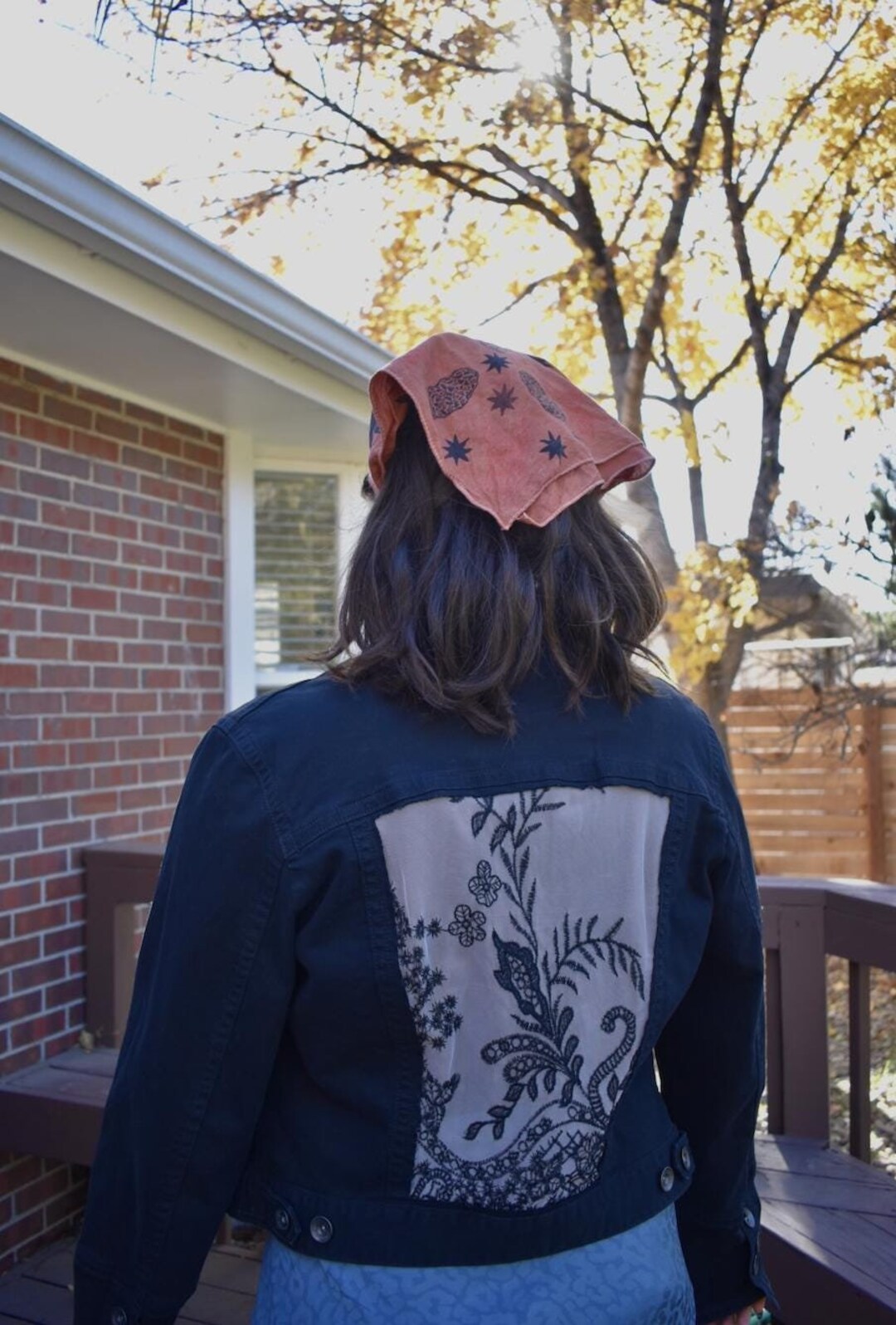 Faconnable Black Denim Jacket With Embroidered Mesh - Etsy