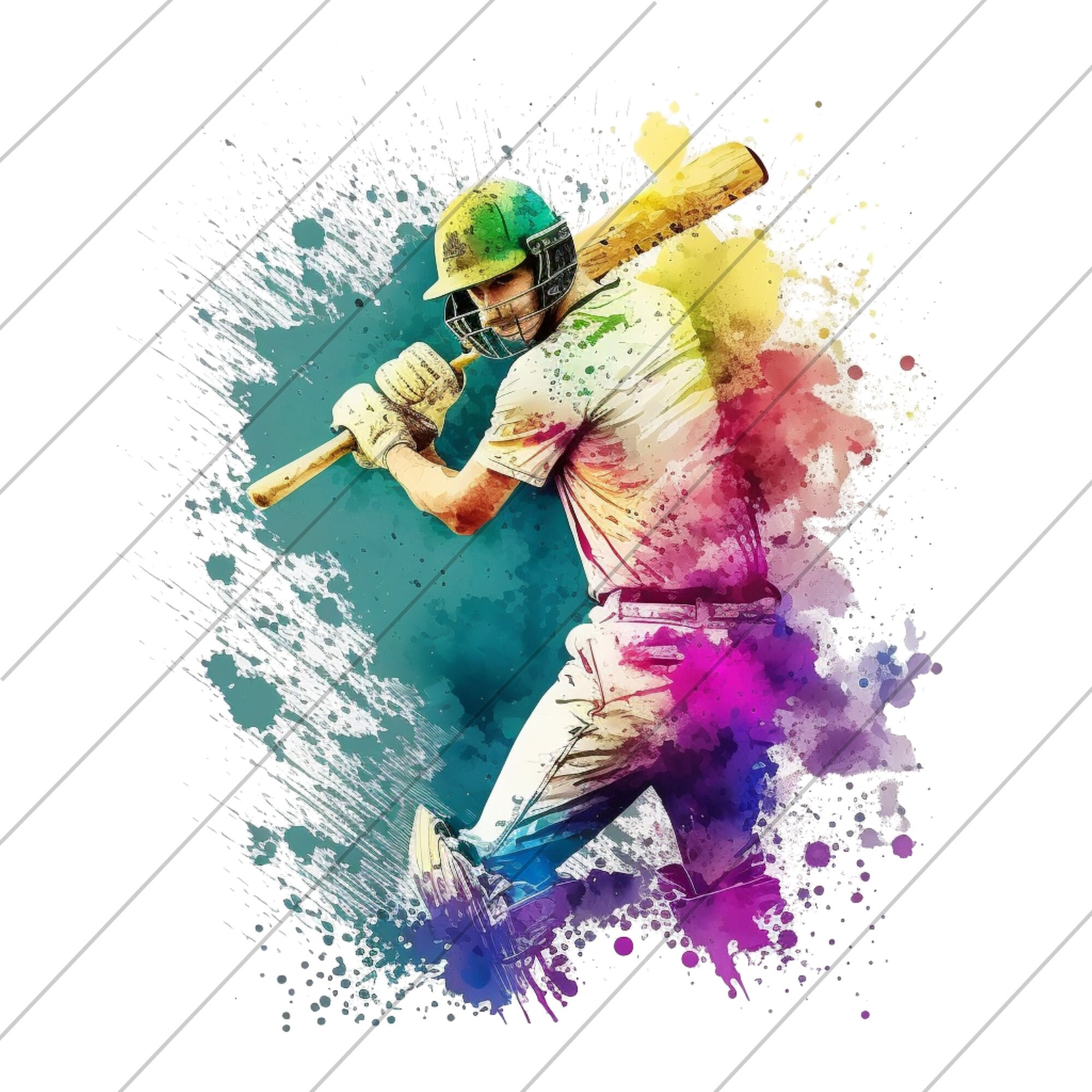 Watercolor Cricket Player Digital Clipart Watercolor Sport - Etsy Australia