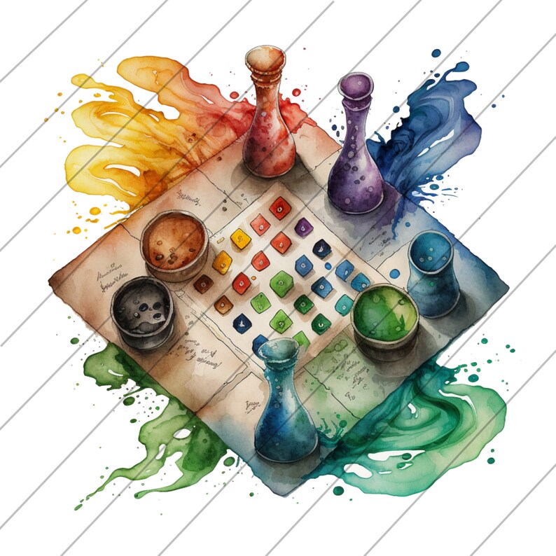 Watercolor Board Games, Digital Clipart, Watercolor Game, Set of 4 ...