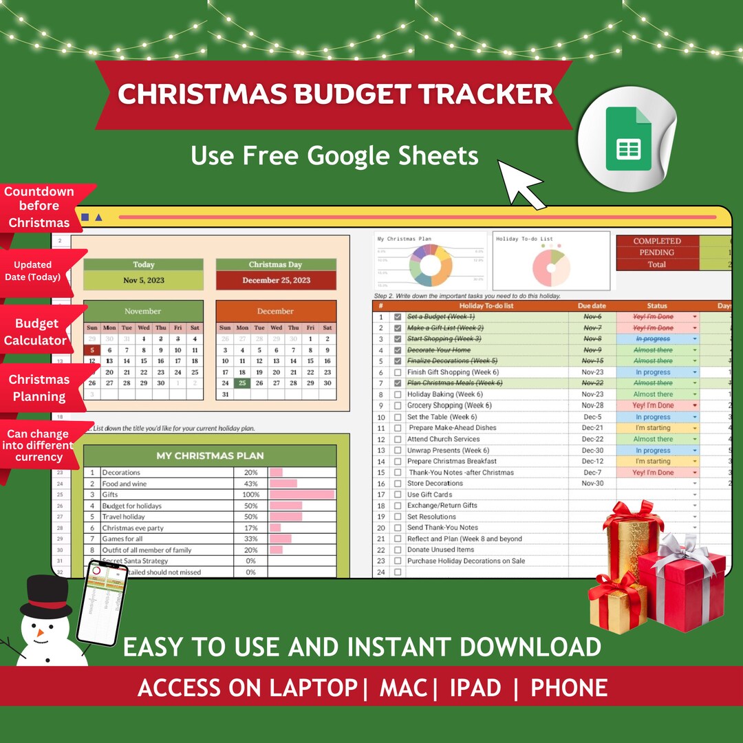 Christmas Budget Tracker, Christmas Gift Budget Tracker, Christmas ...